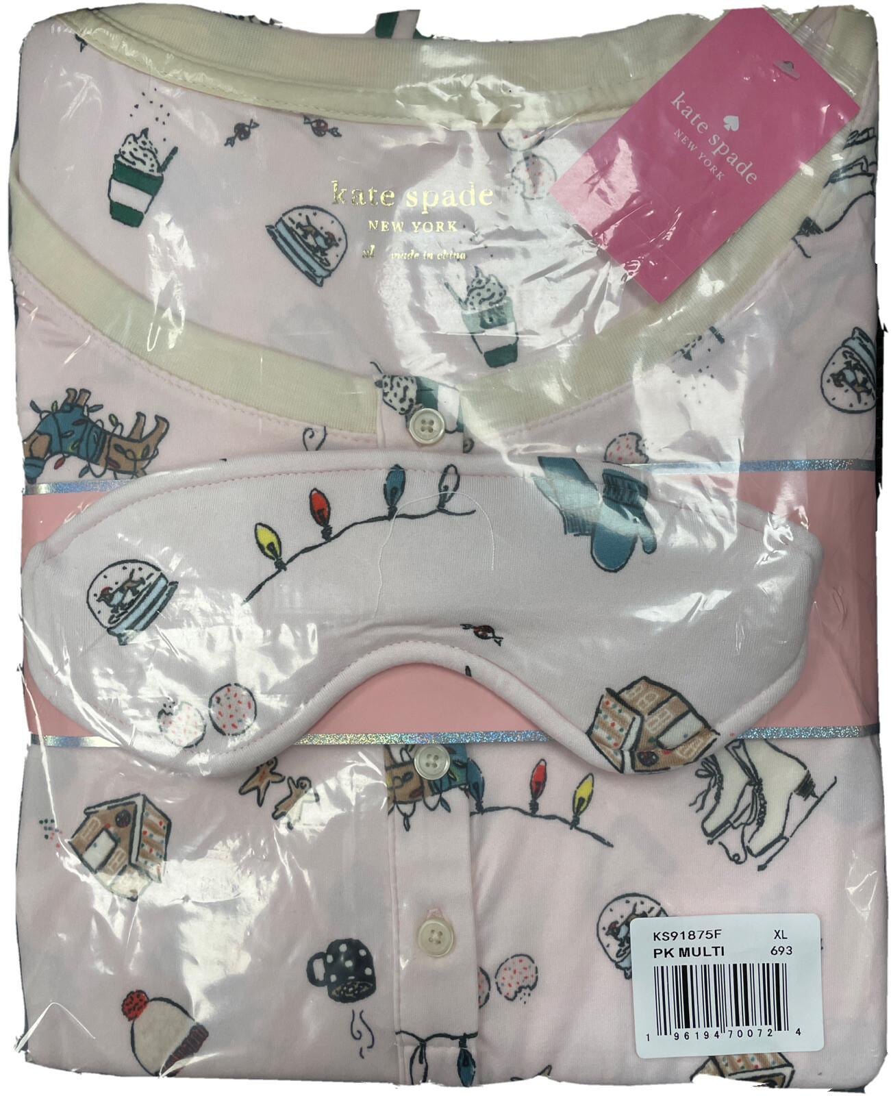 Kate Spade NY - XL Pajama Set With Sleep Mask, Long Sleeve | eBay