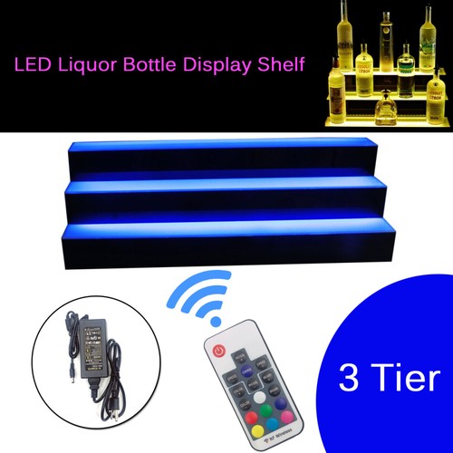 LED Lighted Shelves Illuminated Liquor Bottle Rack Bar Display Stand ...