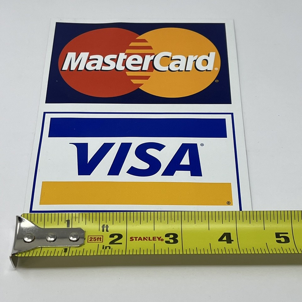 Vintage Visa MasterCard Credit Card Logo Sticker Retail Store Display ...