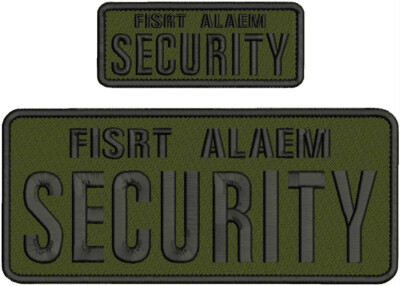 CUSTOM SECURITY EMB PATCH 10X4 AND 5X2 HOOK ON BACK OD GREEN/BLACK | eBay