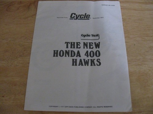 1 Honda 400 Hawk Motorcycle 12-page Test Report | eBay