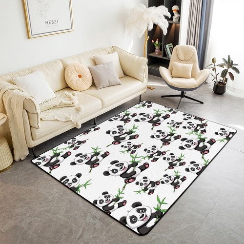Panda Area Rug 5'x7',Cute Panda Bear Rugs for Living Room Bedroom Set ...