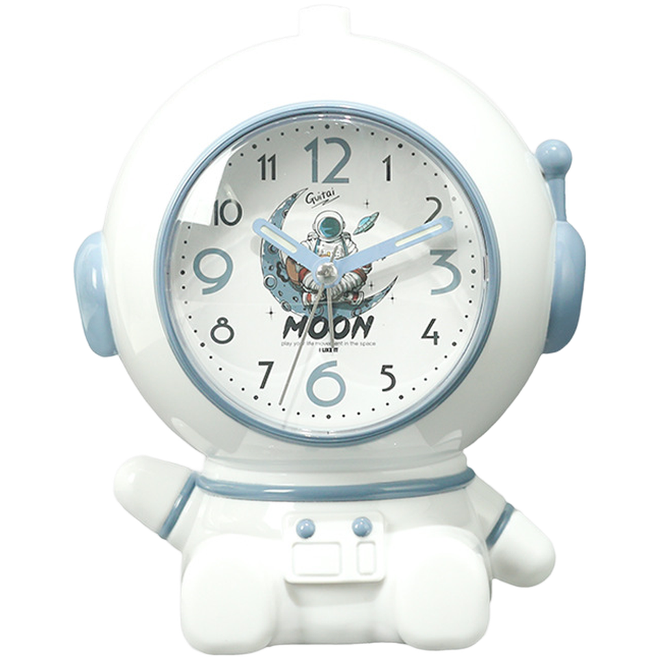 Astronaut Theme Alarm Clock for Children 13.5 x 12 x 17 cm Silent Sweep ...
