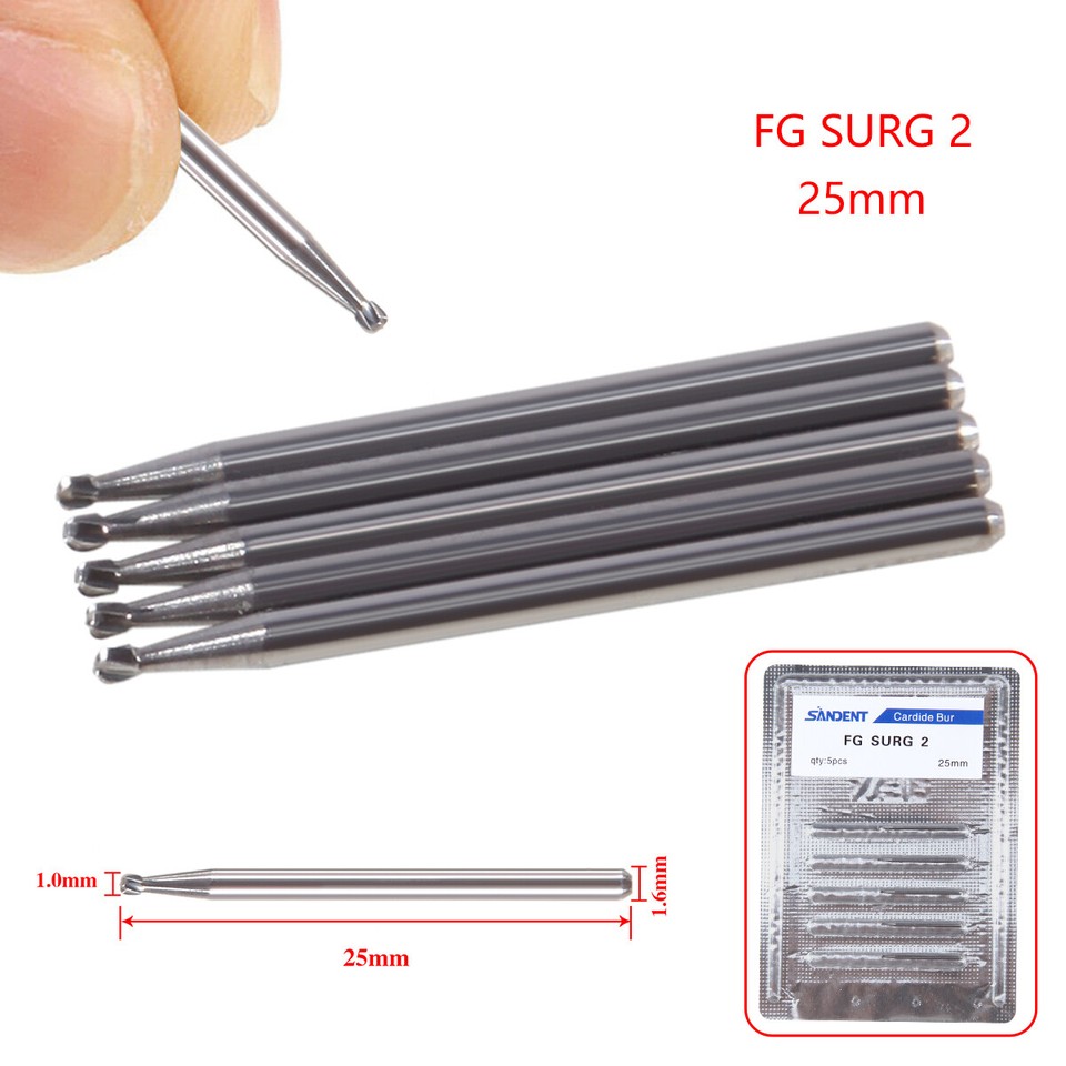SANDENT Dental Surgical Round Carbide Bur FG SURG 2 3 4 5 Bur High ...