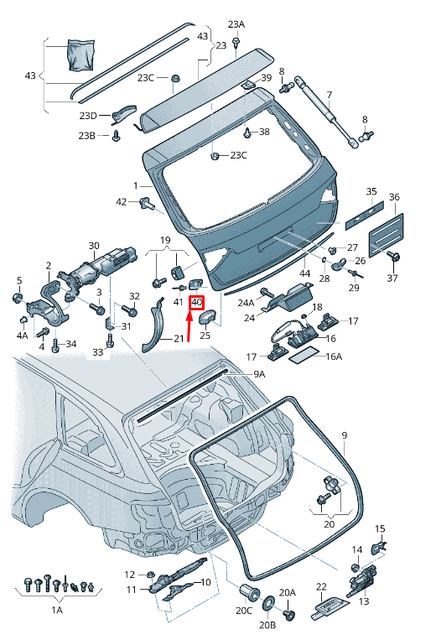 Genuine Audi Q5 SQ5 2009-17 tailgate boot lid bumper stop 8R0827249A ...