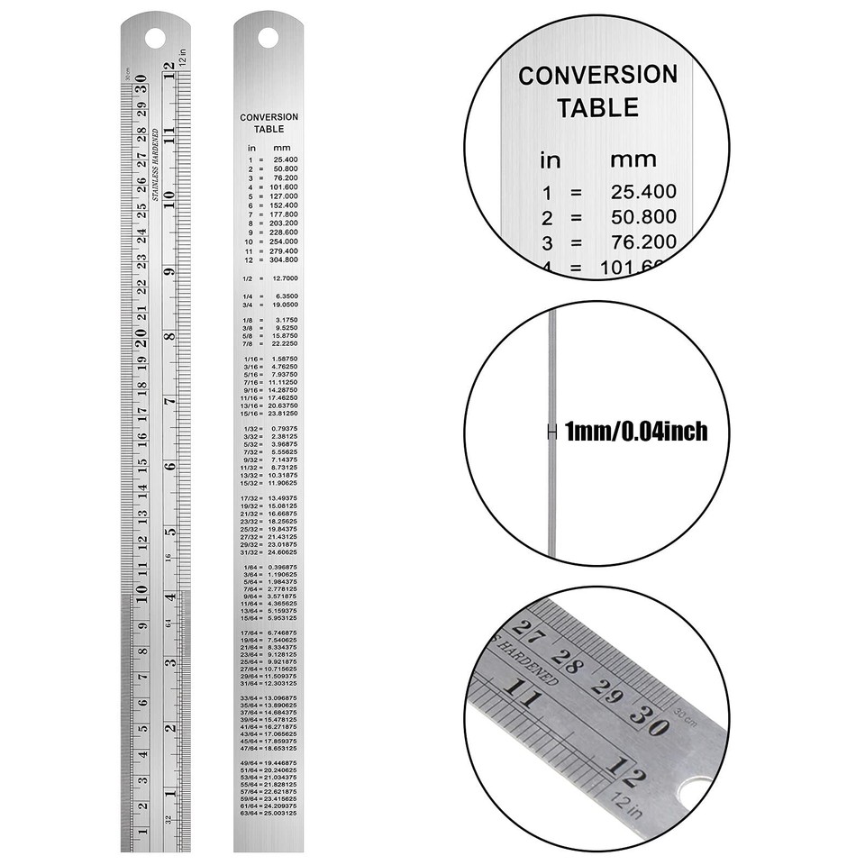 Pocket Ruler 6 Inch And 12 Inch Metal Rulers With Inch And Metric ...