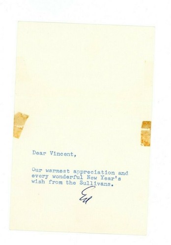 Autographed Typed Small card Ed Sullivan American television Host | eBay