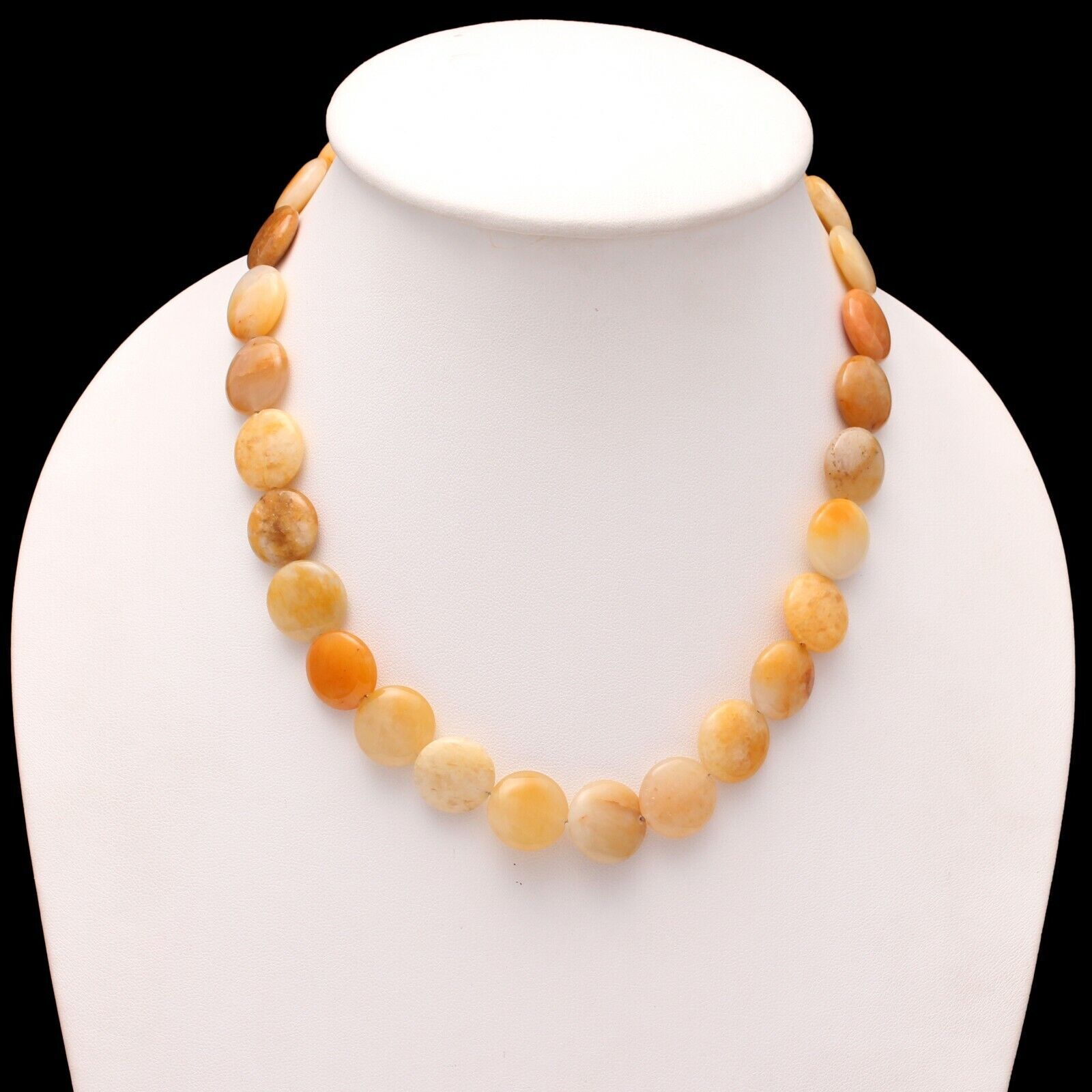 Natural Yellow Quartz Smooth Coins Beaded Necklace 16 mm Yellow Quartz ...