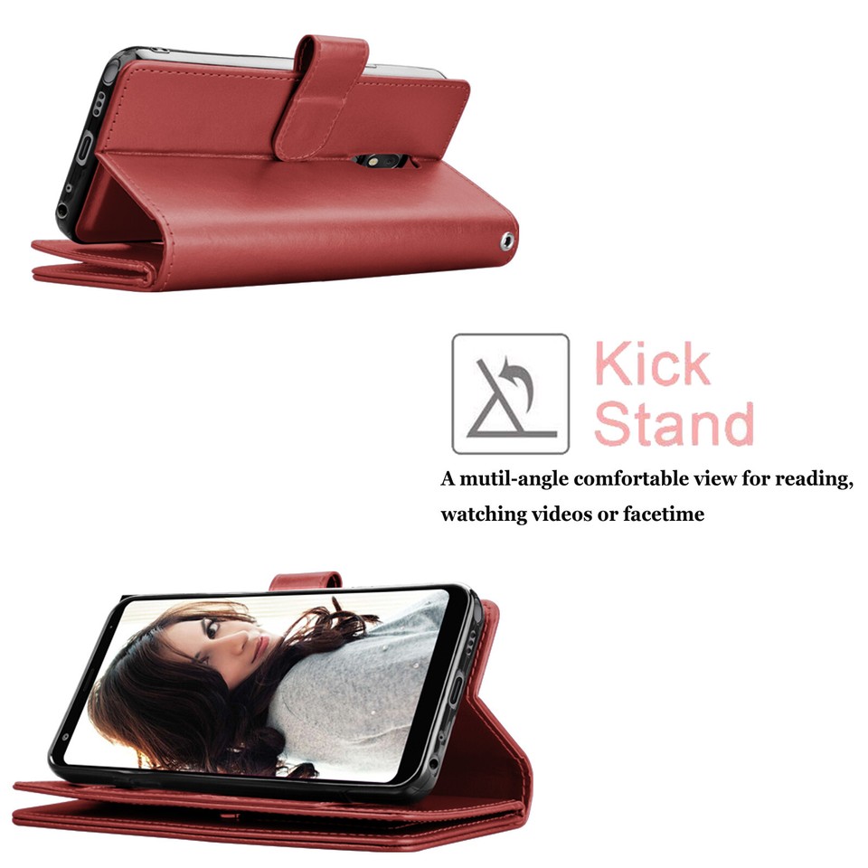 Luxury Leather Wallet Case Flip Holder Card Stand Protective Phone ...