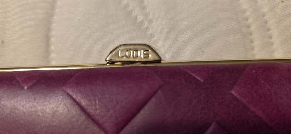 Lodis Purple Diamond Leather Frame Wallet Clutch, EUC | eBay