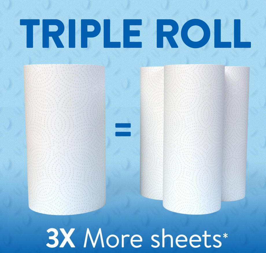 Great Value Everyday Strong Paper Towels, Split Sheets, 6 Triple Rolls ...
