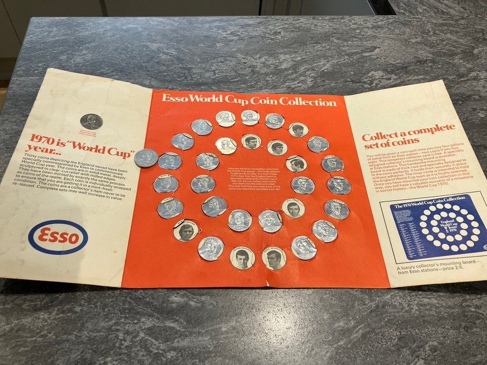 Esso World Cup coins 1970 England squad part set on red card missing 8 ...