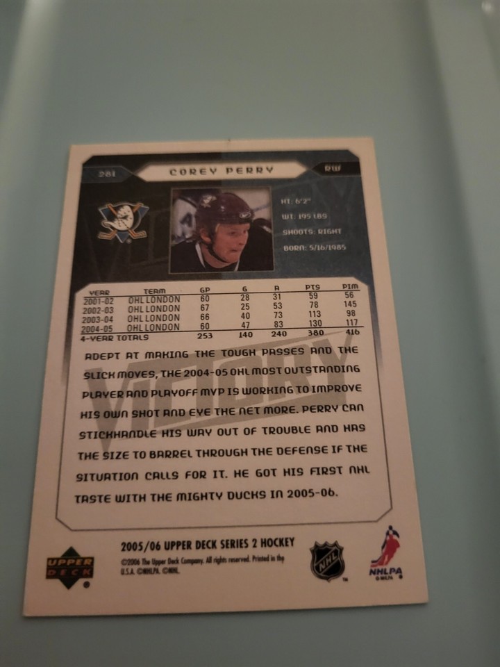 2005-06 Upper Deck Victory Rookie #281 Corey Perry Ducks Lightning RC ...