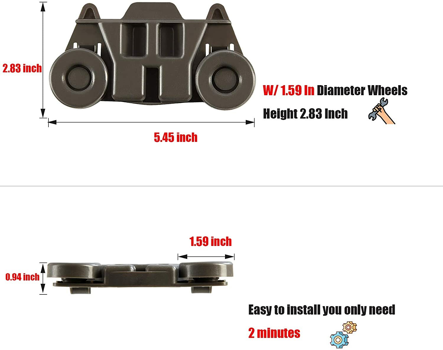 W10195416 Dishwasher Lower Rack Wheel W10195416V, AP5983730, PS11722152 ...