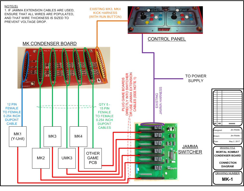 Mortal Kombat Kick Harness Condenser with MK1 and MK2 condenser cables ...