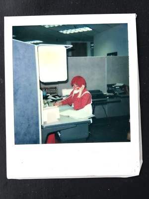 90s Polaroid Halloween Costume Office Cubicle Woman At Work On Phone ...