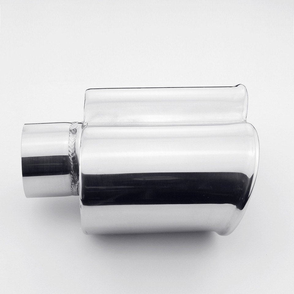 2.25" Inlet dual oval shape Rolled Resonated Stainless Steel Exhaust ...