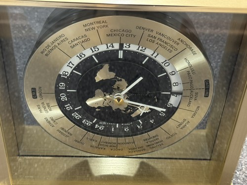 VTG Seiko Japan Quartz World Time Zone Desk Mantle Clock Flying ...