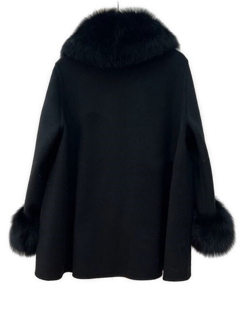 Women's Brand New Cream Cashmere Wool Cape Cloak Jacket Coat Fox Fur | eBay