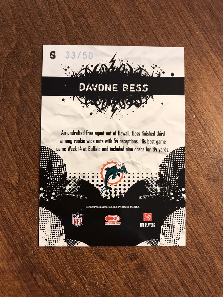 Davone Bess 2009 Score Inscriptions Young Stars Gold Zone #6 Hawaii ...