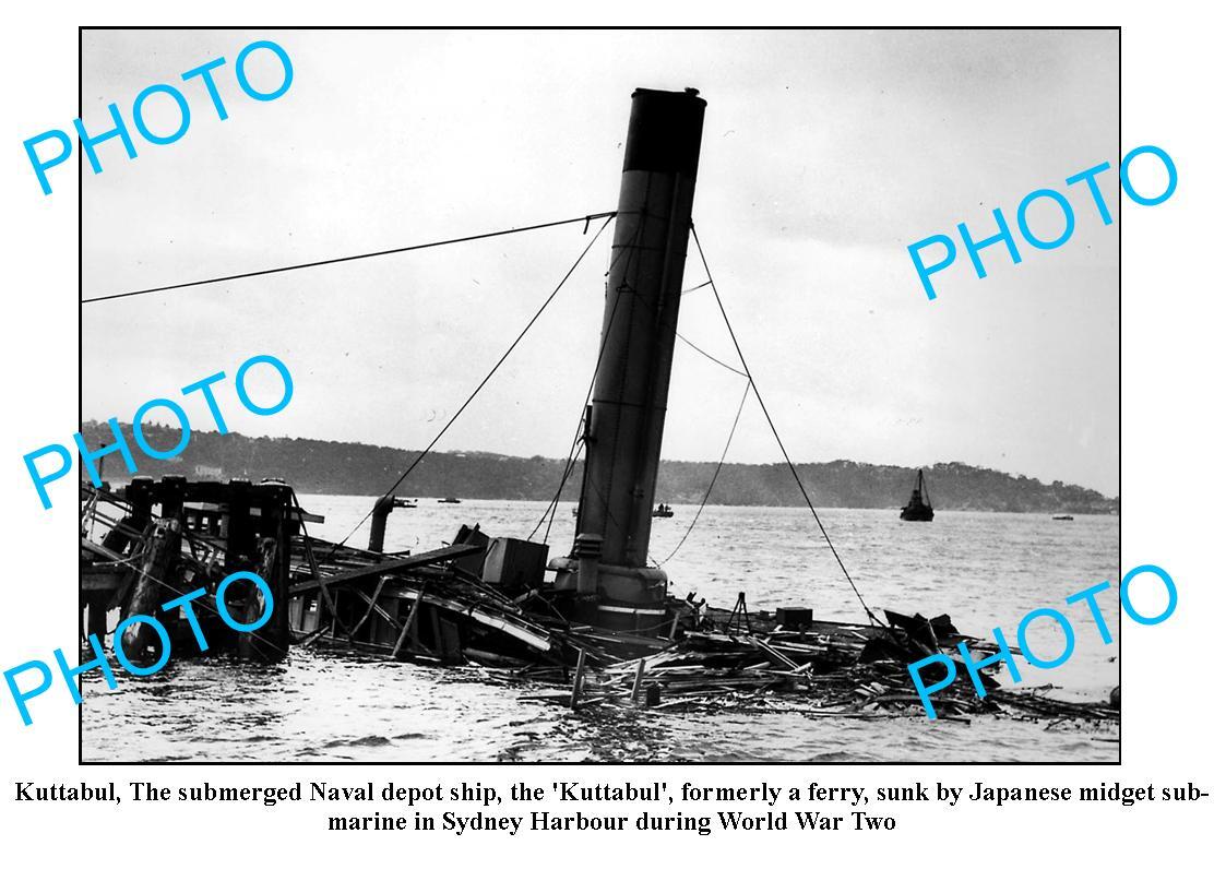 OLD LARGE PHOTO KUTTABUL FERRY SUNK BY JAPAN MIDGET SUBMARINE SYDNEY ...
