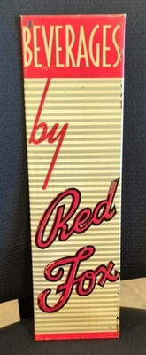 Rare Red Fox Beverages Beer Ale Door Push Metal Tin Sign 1940s Virginia ...