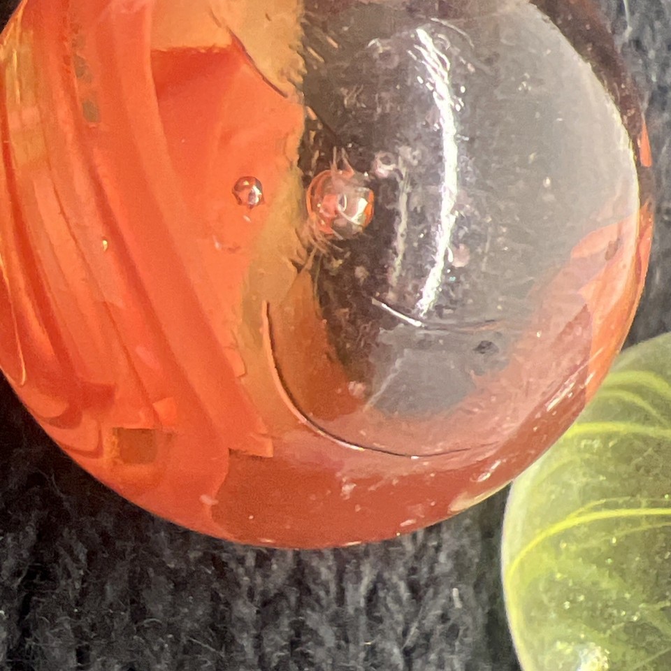 2 35mm Marbles glass ball Clear Yellow/ Red Giant HUGE Swirl | eBay