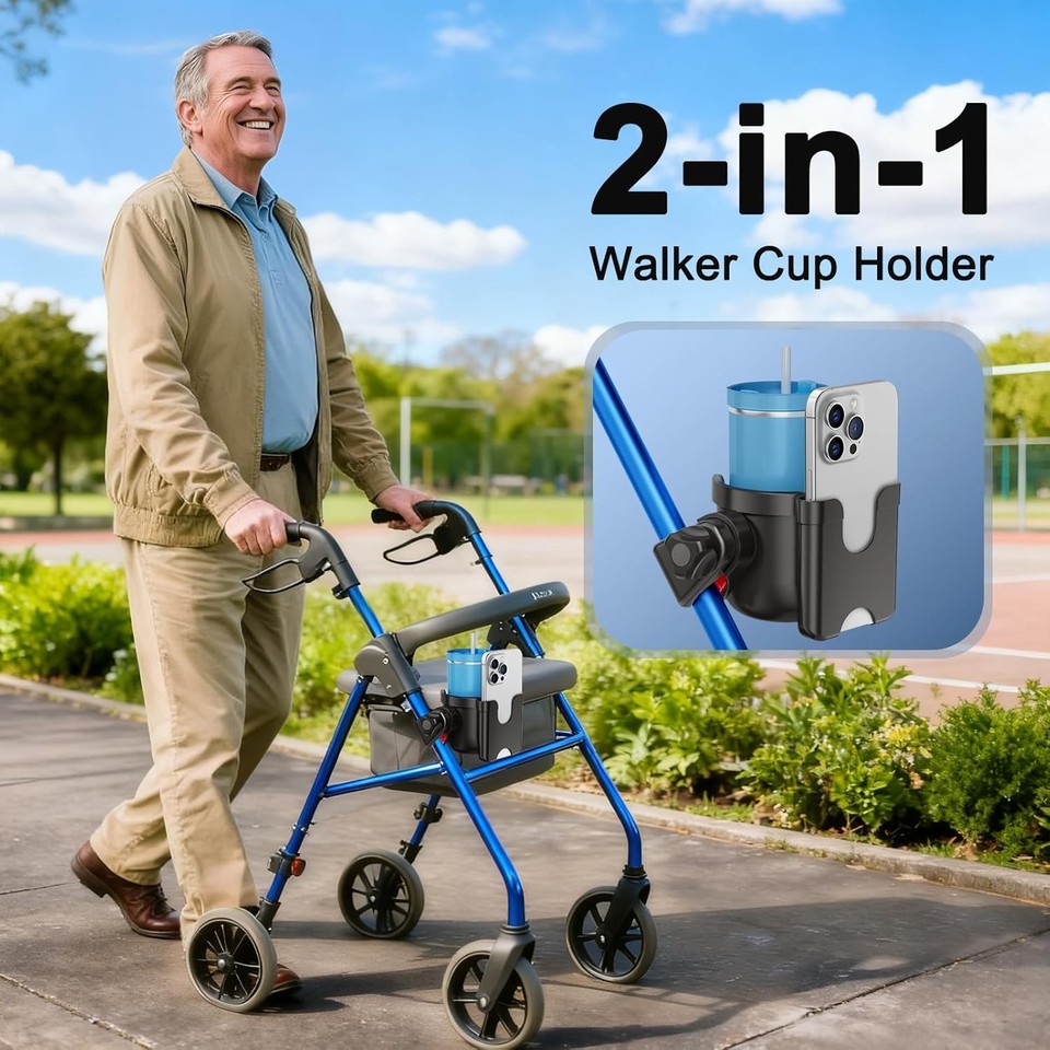 Guiseapue Cup Holder for Walker, Wheelchair Cup Holder with Phone ...