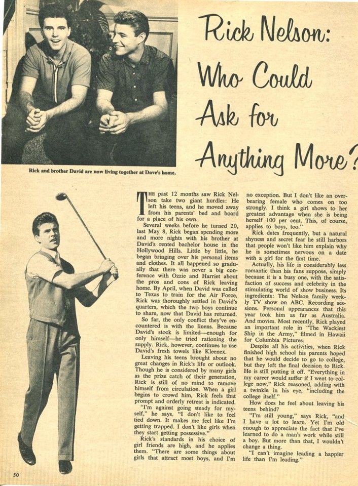 Edd Byrnes Ricky Nelson Magazine Photo Clipping 1 Page L8329 | eBay