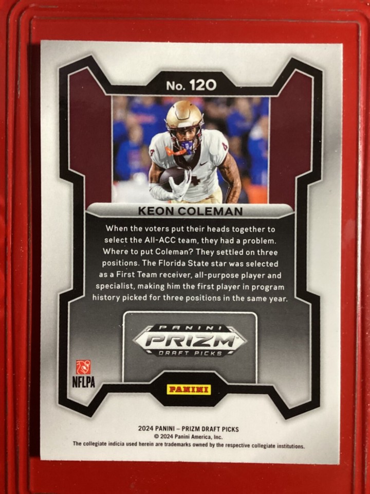 Keon Coleman 2024 Panini Prizm Draft Picks #120 Rookie (RC) Buffalo ...