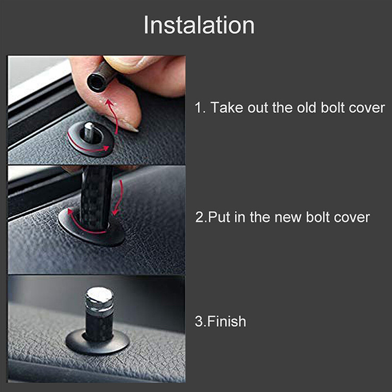 4PCS Universal Car Interior Door Lock Pin Cover Carbon Fiber Fit BMW ...