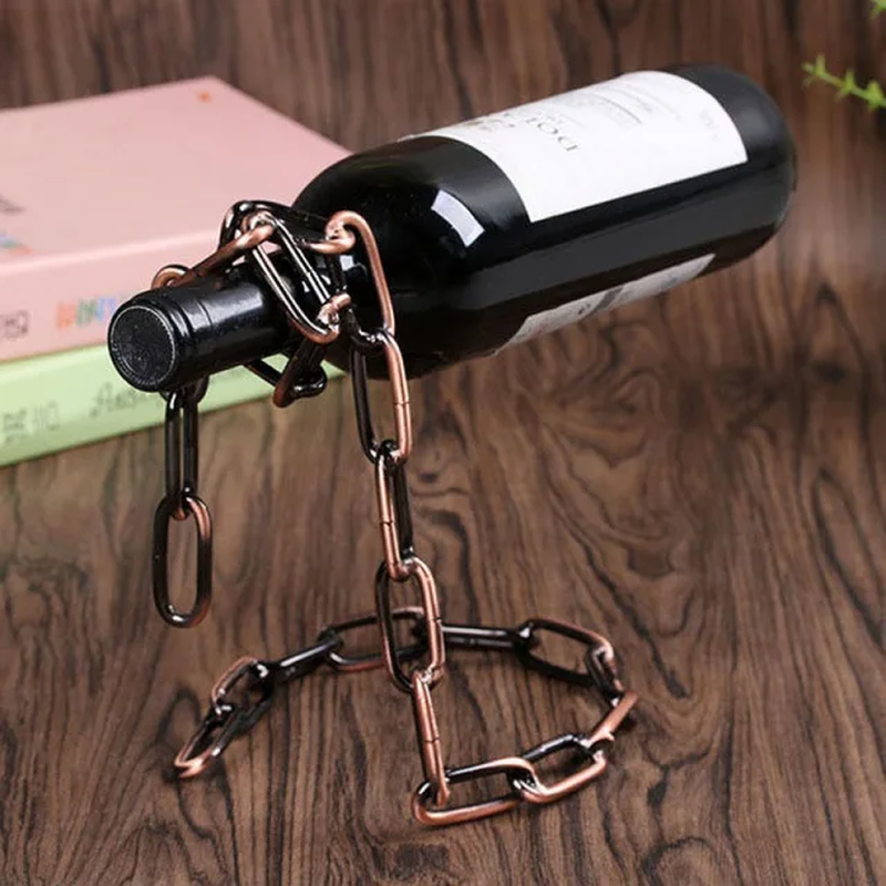 Suspended Chain Red Wine Rack Hanging Metal Wine Holder Wine Bottle ...