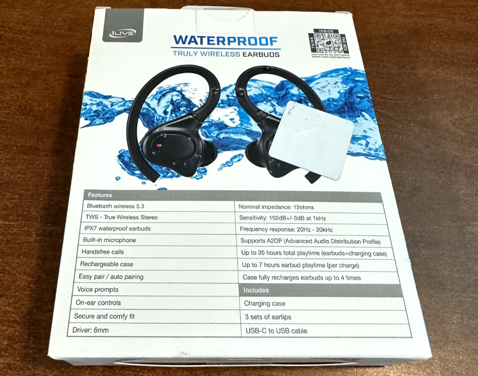 iLive Waterproof Truly Bluetooth Wireless On-Ear Earbuds, IAEBTW53B | eBay