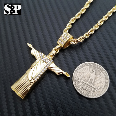 Hip Hop Rapper Style Jesus Christ Body Cross Pendant w/ 24" Rope Chain ...