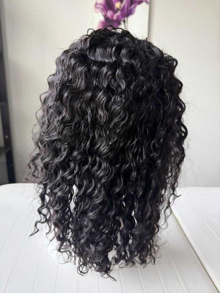 100%Curly Human Hair 13x4 HD Transparent Lace Front Handmade 16 ...