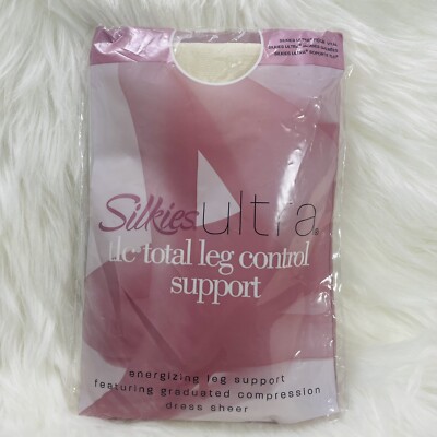 Silkies Ultra Control Support Sheer Pantyhose Large Off White Toe ...