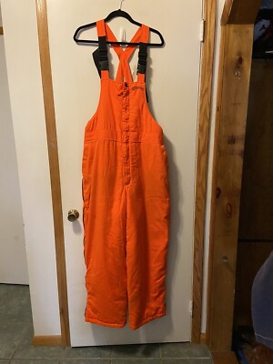 Field And Stream Mens Large Insulated Bib Overalls Orange Hunting | eBay
