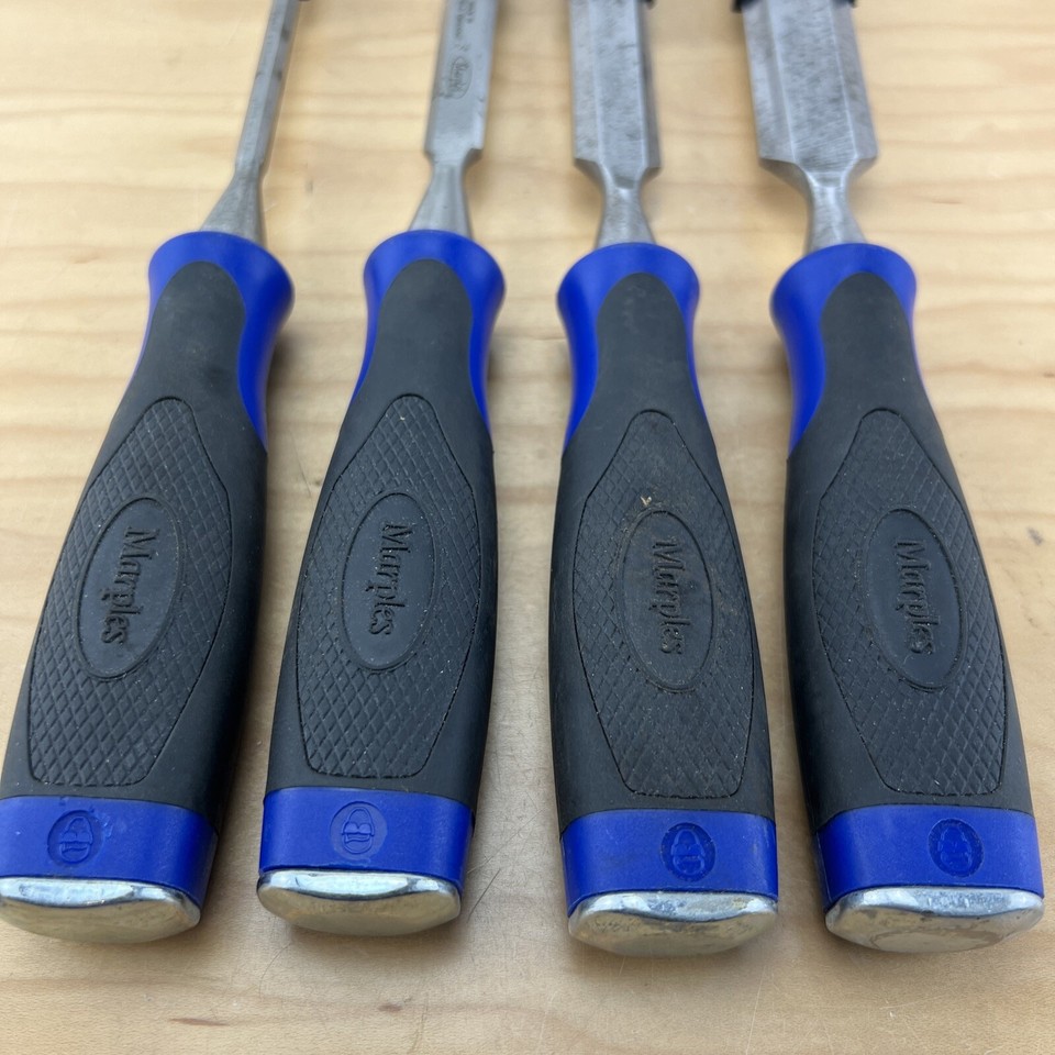 Marples 5 Piece Blue Cushion Handle Bevel Edge Paring Chisel Set Sheff ...