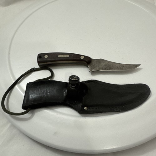 Early VINTAGE SCHRADE USA OLD TIMER #152 Sharp Finger KNIFE & LEATHER ...