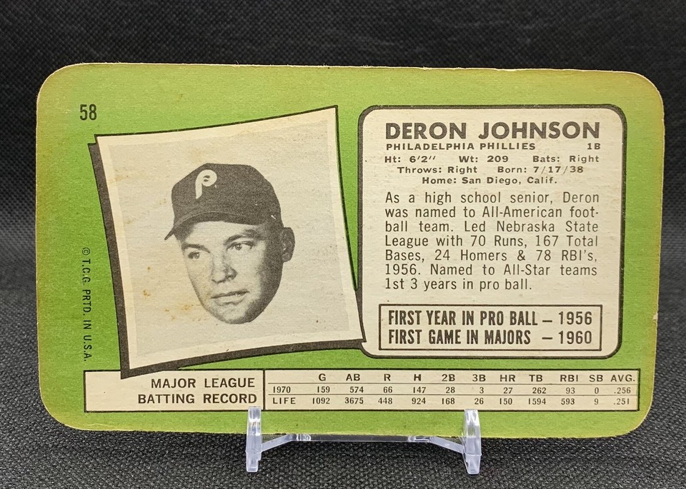 1971 Topps Super - DERON JOHNSON #58 Philadelphia Phillies | eBay