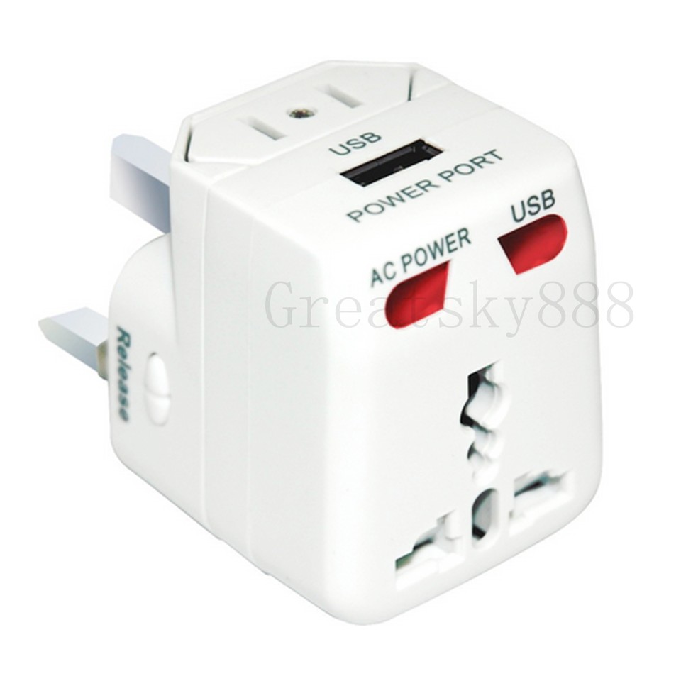 Universal Travel Adapter Word USB Power Outlet Wall Plug Convertor AU ...