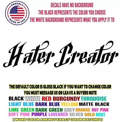 Car window decal truck outdoor sticker hater creator funny lol F U ...