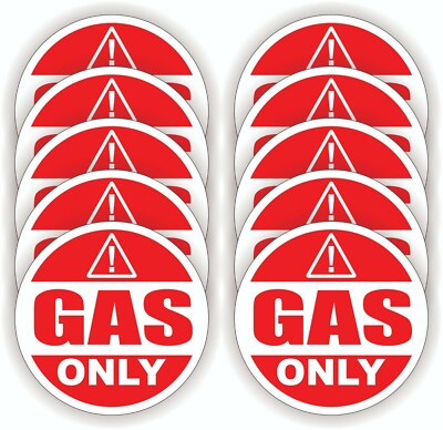 10-pack GASOLINE ONLY Round Vinyl Stickers Decals | Gas Diesel Fuel ...