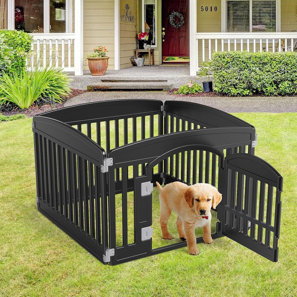 24" Plastic Dogs Cat Playpen Pet Fence Sturdy Portable Indoor Outdoor ...