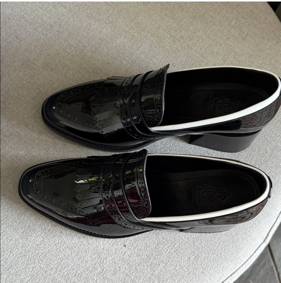 The Office of Angela Scott Black Leather Ms Juliette Kiltie Loafer ...