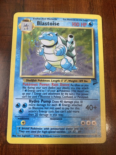 Pokemon Blastoise Base Set 2 Holo Rare Vintage 2/130 NM WITH SWIRL!! 💦 ...