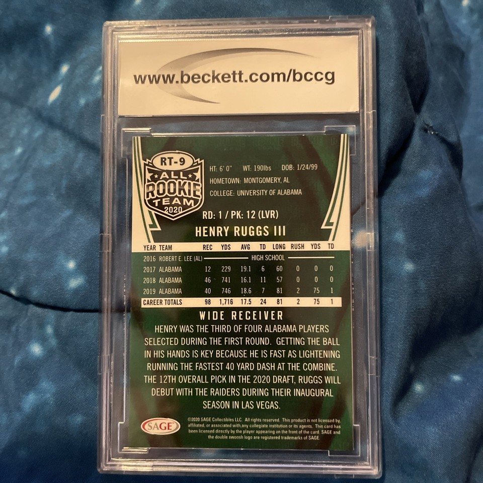 2020 Sage: All Rookie Team Gold- Henry Ruggs III (RT-9) BCCG 10 | eBay