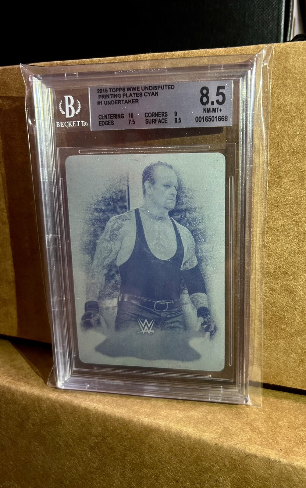 2015 TOPPS WWE Undisputed UNDERTAKER 1/1 CYAN PRINTING PLATE 1 BGS ...