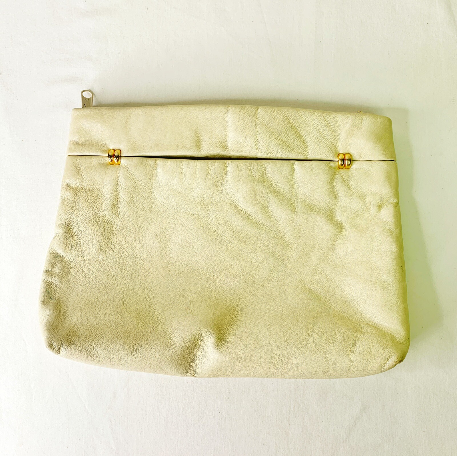 Vintage Bechamel White Leather Clutch Purse - Gem