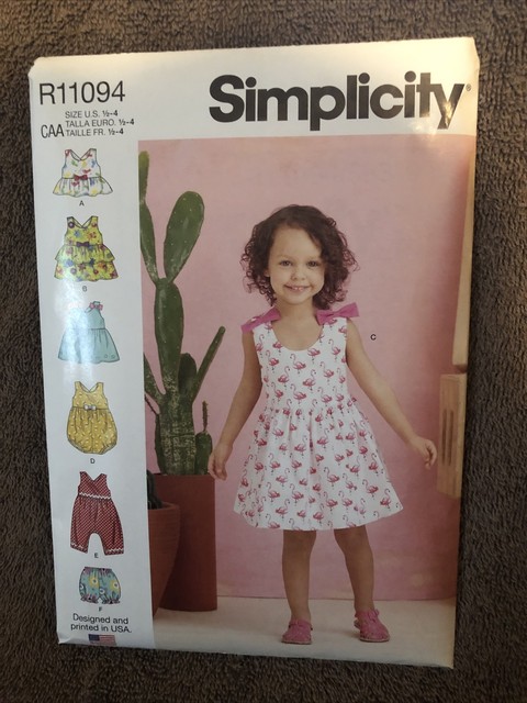 Simplicity Pattern R11094 Sz 1/2-4 Criss-Cross Top Dresses Rompers ...
